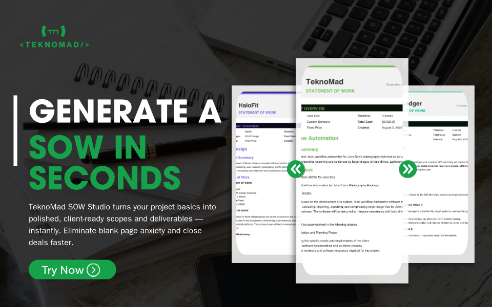 Teknomad Studio | AI-Powered SOW Generator for Consultants & Freelancers